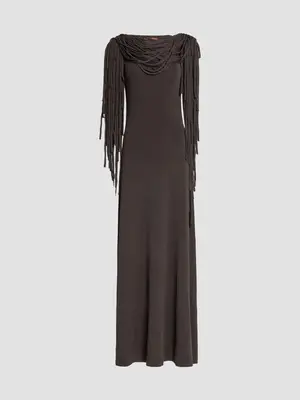 Altuzarra Chaney Drape Fringe Maxi Dress