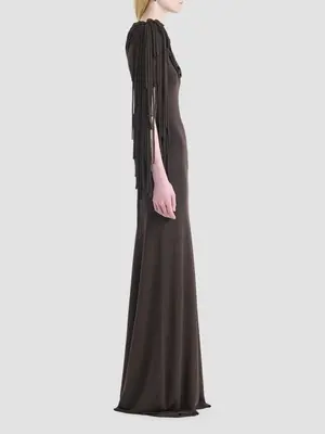 Altuzarra Chaney Drape Fringe Maxi Dress