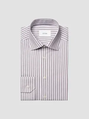 Eton Signature Striped Twill Contemporary-fit Shirt - Red