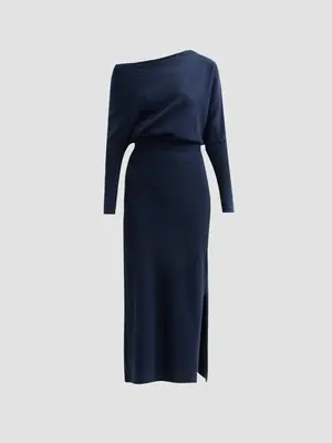 Altuzarra Kasos One-shoulder Drape Midi-dress - Navy