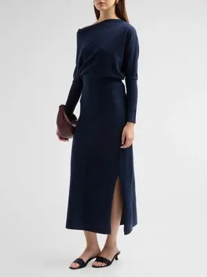 Altuzarra Kasos One-shoulder Drape Midi-dress - Navy