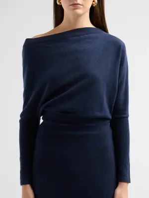 Altuzarra Kasos One-shoulder Drape Midi-dress - Navy