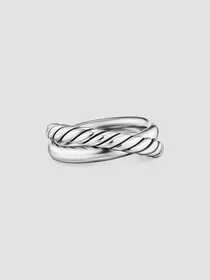 David Yurman Crossover Two Row Ring In Sterling 7.4mm - Silver