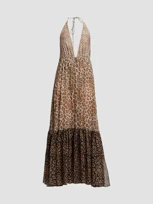 Ramy Brook Milena Colorblocked Leopard Maxi Dress - Light Leopard