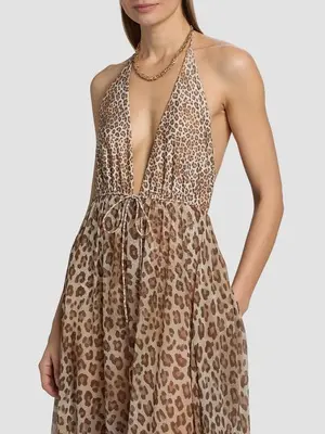Ramy Brook Milena Colorblocked Leopard Maxi Dress - Light Leopard