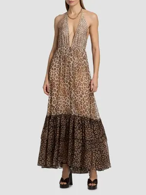 Ramy Brook Milena Colorblocked Leopard Maxi Dress - Light Leopard