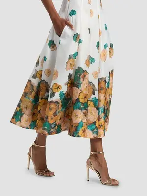 Prabal Gurung Sun Floral Corset Midi-dress