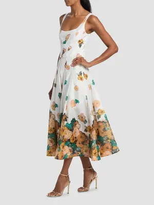 Prabal Gurung Sun Floral Corset Midi-dress