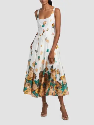 Prabal Gurung Sun Floral Corset Midi-dress