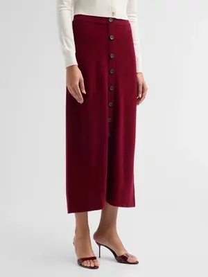 Altuzarra Callahan Cashmere Button-front Midi Skirt - Grenache
