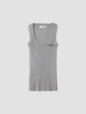 Miu Miu Cotton Knit Tank Top - Grey