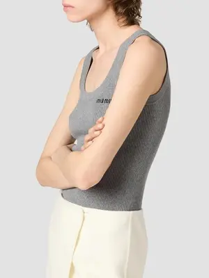 Miu Miu Cotton Knit Tank Top - Grey