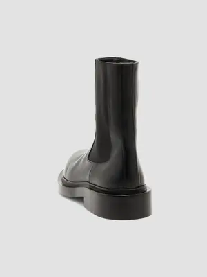 JIL SANDER Leather Ankle Boots - Black