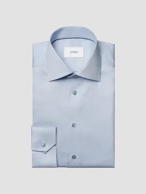 Eton Striped Twill Contemporary-fit Shirt - Blue