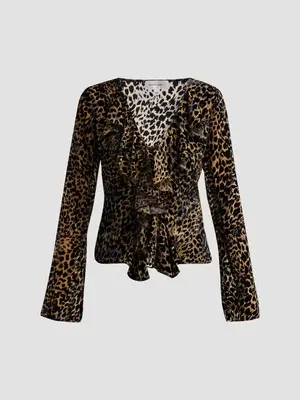 Ronny Kobo Marian -print Ruffled Top - Leopard