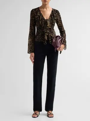 Ronny Kobo Marian -print Ruffled Top - Leopard