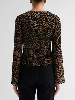 Ronny Kobo Marian -print Ruffled Top - Leopard