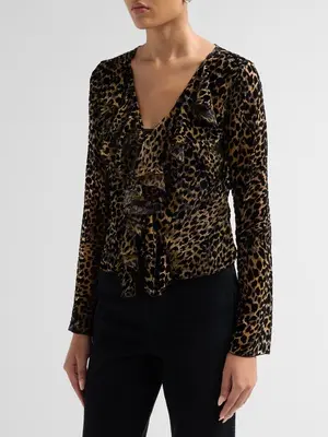 Ronny Kobo Marian -print Ruffled Top - Leopard