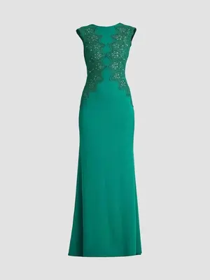 Tadashi Shoji Gant Embroidered Crepe Gown