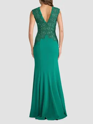 Tadashi Shoji Gant Embroidered Crepe Gown