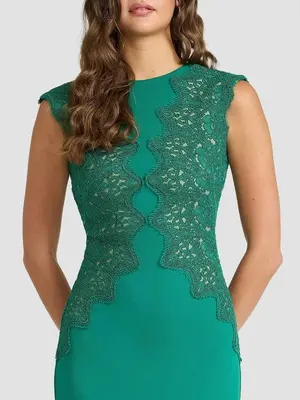 Tadashi Shoji Gant Embroidered Crepe Gown