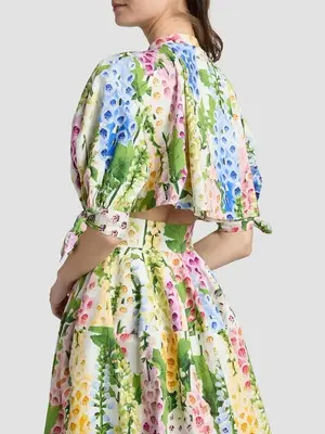 Oscar De La Renta Floral Stretch-cotton Poplin Midi-dress