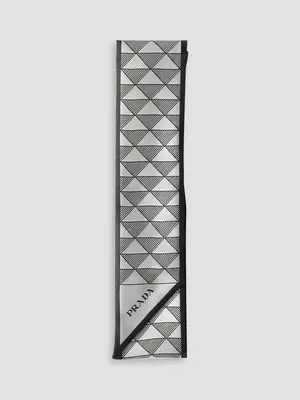 Prada Printed Silk Skinny Scarf - Black