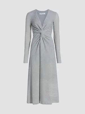 Prabal Gurung Shimmer Twist Midi-dress - Silver