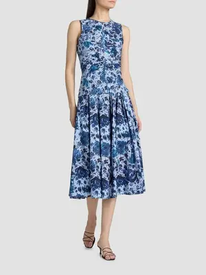 Prabal Gurung Floral Cotton-blend Ruched Top