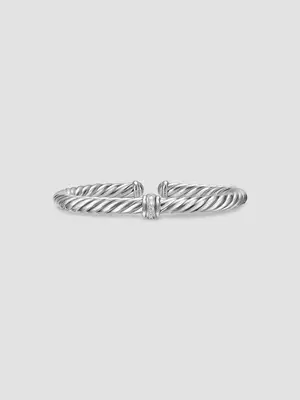 David Yurman Cable Flex Center Station Bracelet In Sterling - Diamond