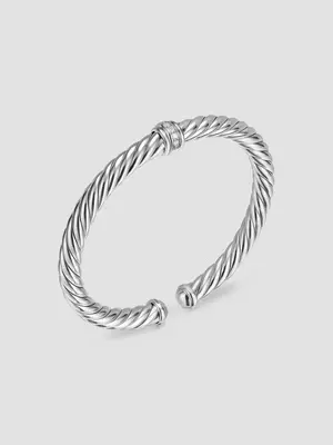 David Yurman Cable Flex Center Station Bracelet In Sterling - Diamond