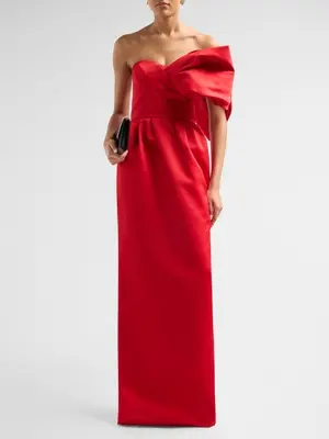 Prabal Gurung Satin Silk One-shoulder Column Gown