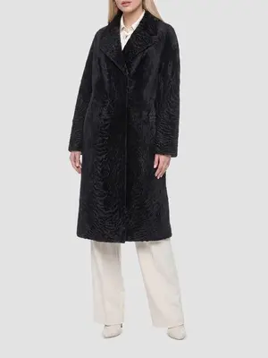 Gorski Reversible Textured Shearling Lamb Short Coat - Black