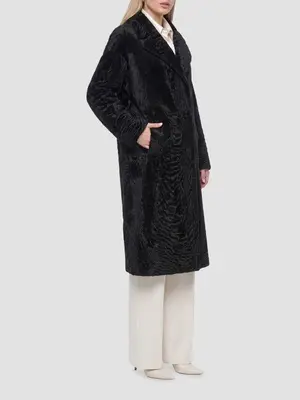 Gorski Reversible Textured Shearling Lamb Short Coat - Black
