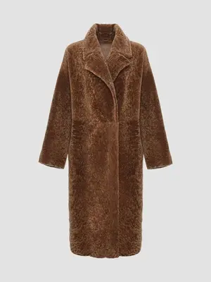 Gorski Reversible Textured Shearling Lamb Short Coat Camel
