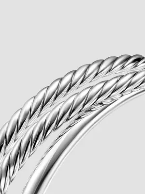 David Yurman Bold Crossover Three Row Cuff Bracelet In Sterling 19mm