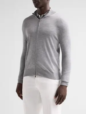 Isaia Filo Corallo Wool Zip-up Sweater