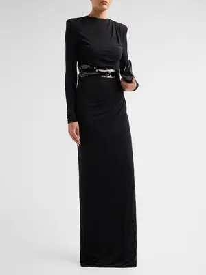 Ramy Brook Samantha Sequin-belt Gown