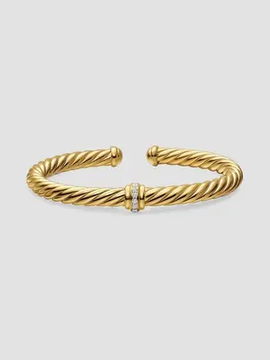 David Yurman Cablespira Flex Center Station Bracelet In 18k Yellow