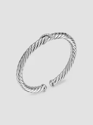 David Yurman Cable Flex X Bracelet In Sterling - Diamond
