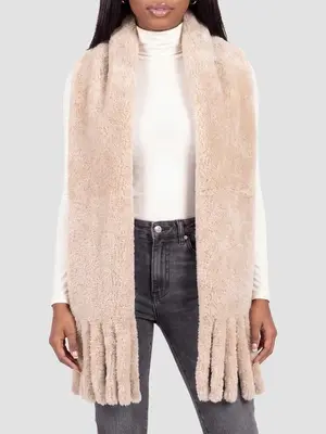 Gorski Silky Shearling Lamb Stole With Fringes