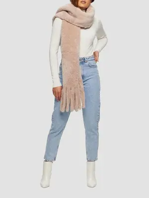 Gorski Silky Shearling Lamb Stole With Fringes