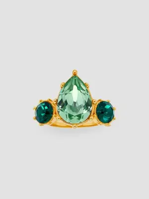 Oscar De La Renta Goldtone & Glass Crystal Ring - Peridot