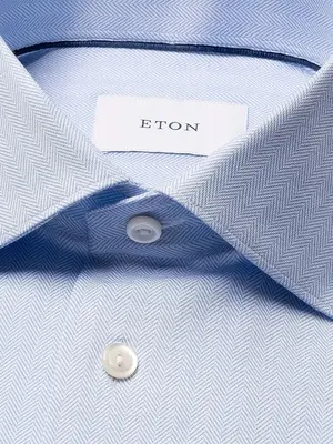 Eton Herringbone Stretch-cotton Slim-fit Shirt