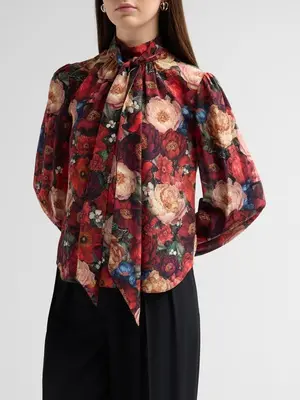 Adam Lippes Joana Floral Silk Top