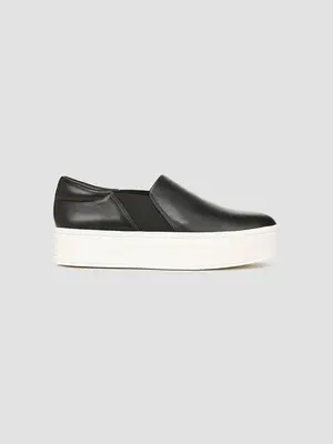 Vince Warren Leather Platform Slip-on Sneakers - Black