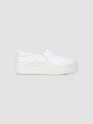 Vince Warren Leather Platform Slip-on Sneakers - Plaster