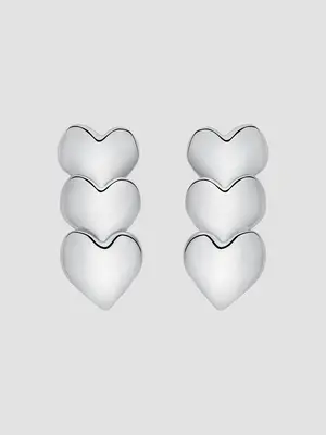 Oscar De La Renta Silvertone Heart Clip-on Drop Earrings - Silver