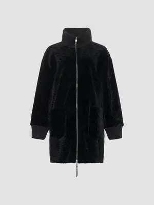 Gorski Reversible Textured Shearling Lamb Jacket - Black