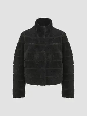 Gorski Reversible Textured Shearling Lamb Jacket - Black